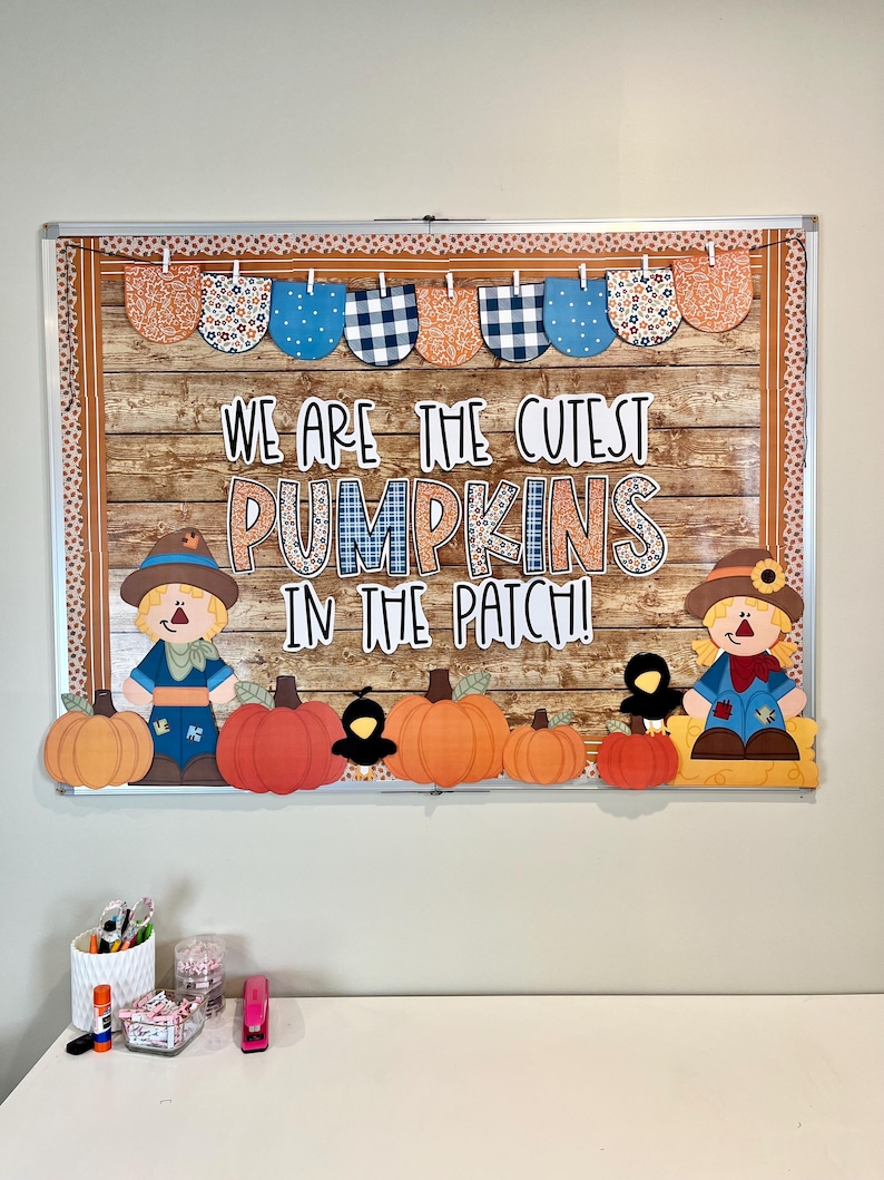 Scarecrow Pumpkin Patch - Autumn - Fall Bulletin Board Kit - Etsy