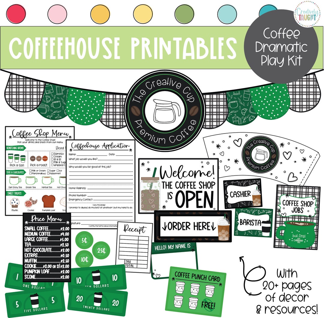 Coffee Cafe Dramatic Play Kit: Printable Classroom Center (PDF Download ...