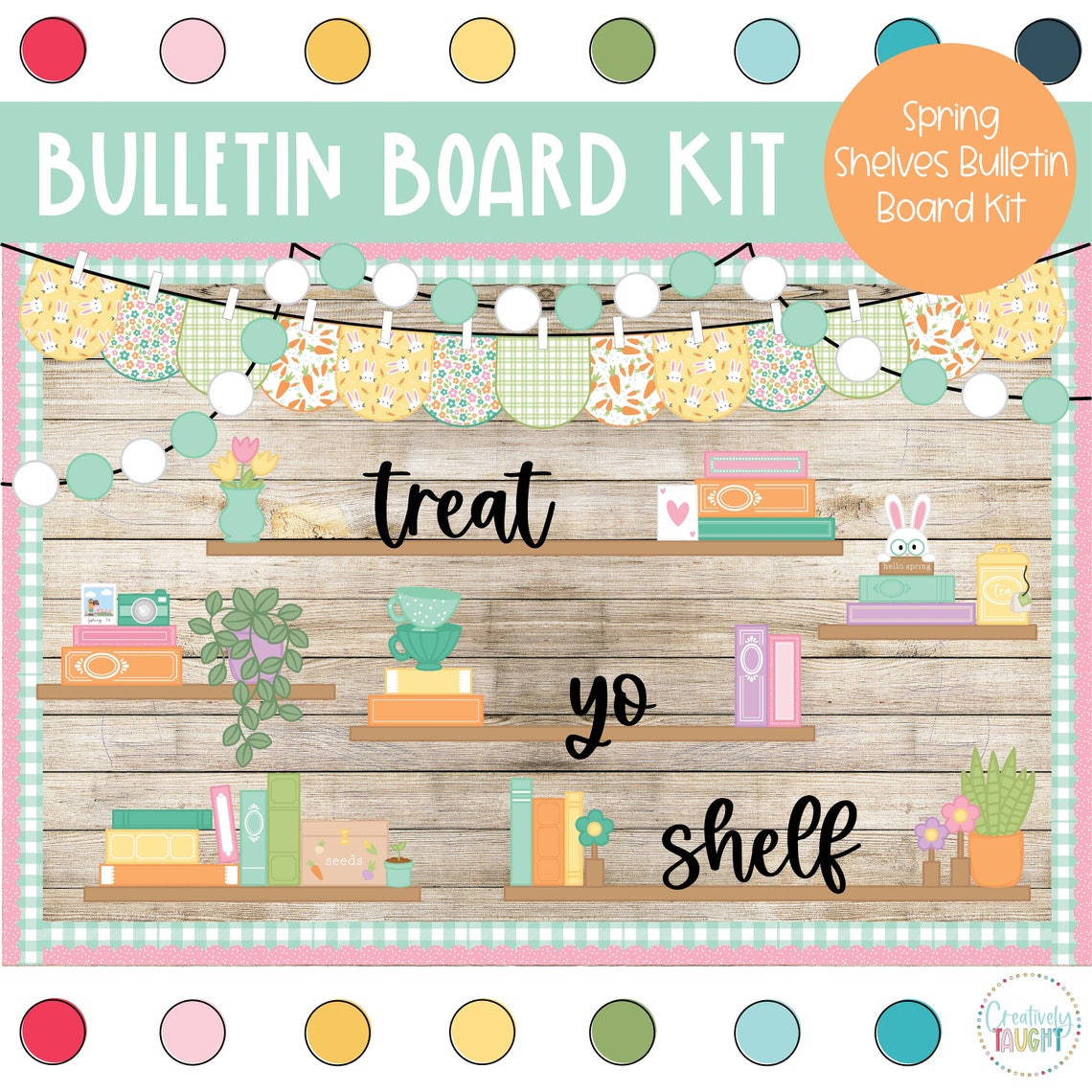 Spring Bookshelves - Library Bulletin Board Kit - Etsy