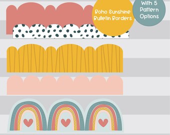 Boho Blush Bulletin Board Borders | Etsy