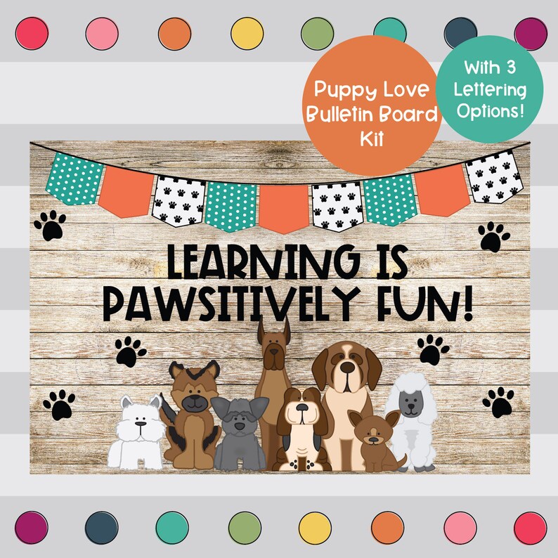 Puppy Love Puppy Bulletin Board Kit | Etsy