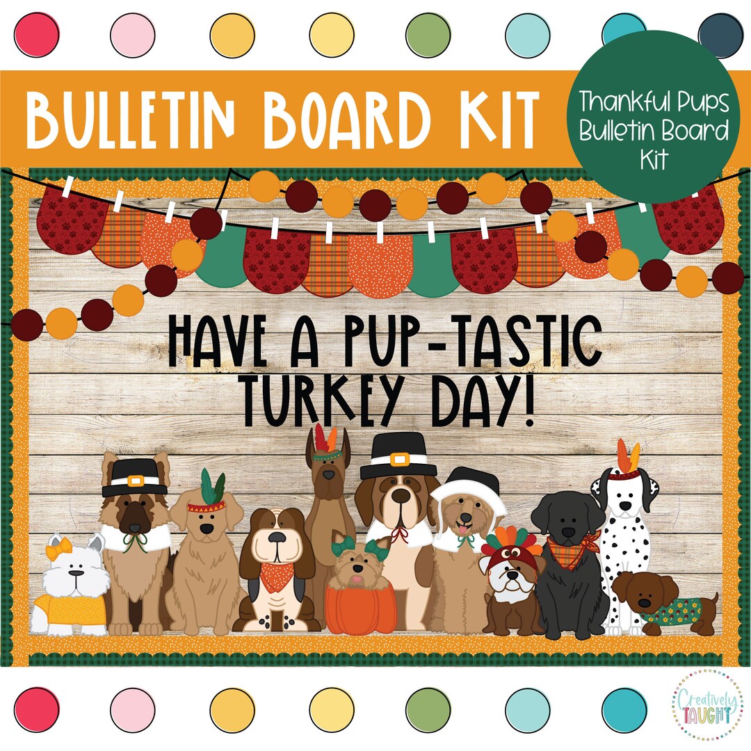 Thankful Pups - Fall - Thanksgiving - November Bulletin Board Kit - Etsy
