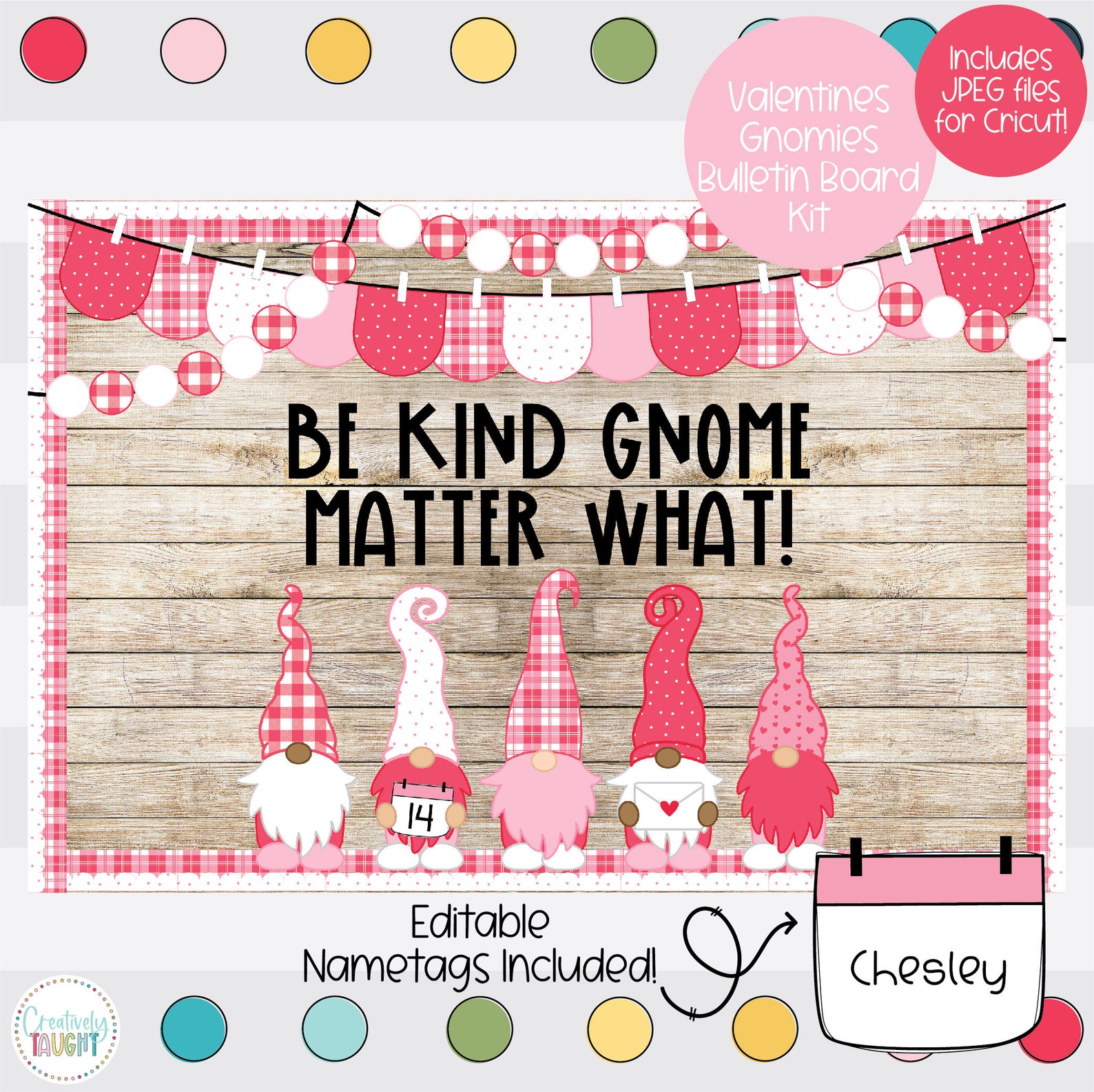 Valentine Pink Gnomes Valentines Gnomes February Bulletin - Etsy