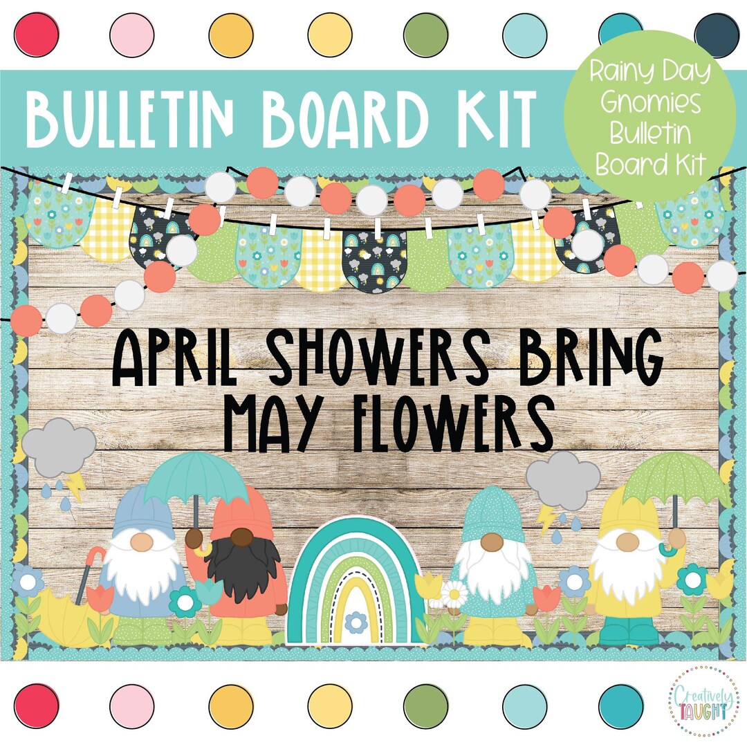 Rainy Day Gnomes- Spring Flowers - April/may Bulletin Board Kit - Etsy