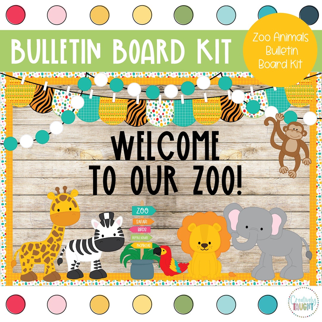 Wild About Learning - Zoo Animals Bulletin Board - Etsy