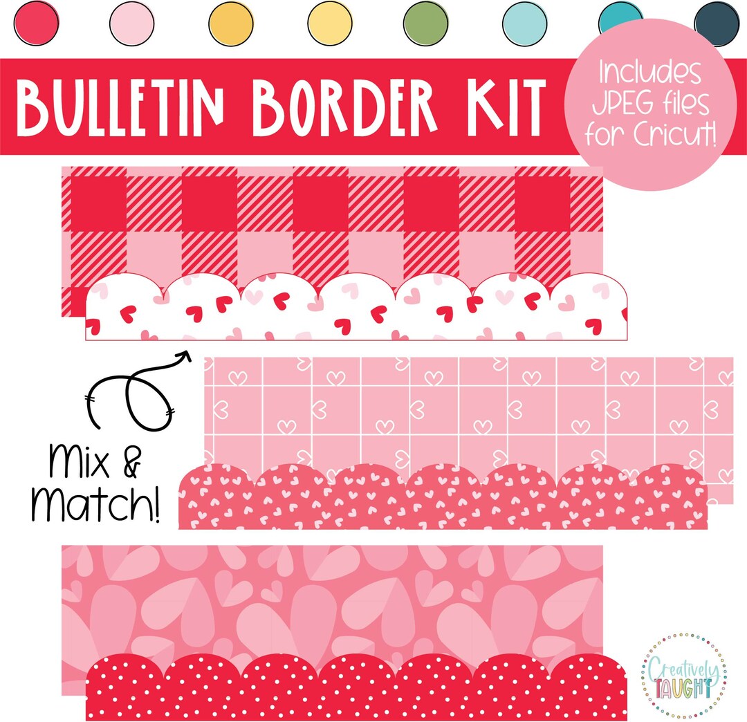 Valentine Borders - Red and Pink - February Bulletin Board Borders - Etsy