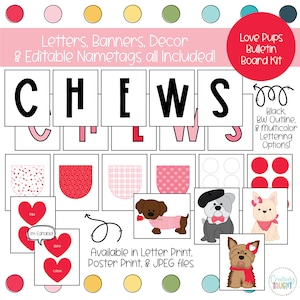 Puppy Love - Valentines - February Bulletin Board Kit - Etsy