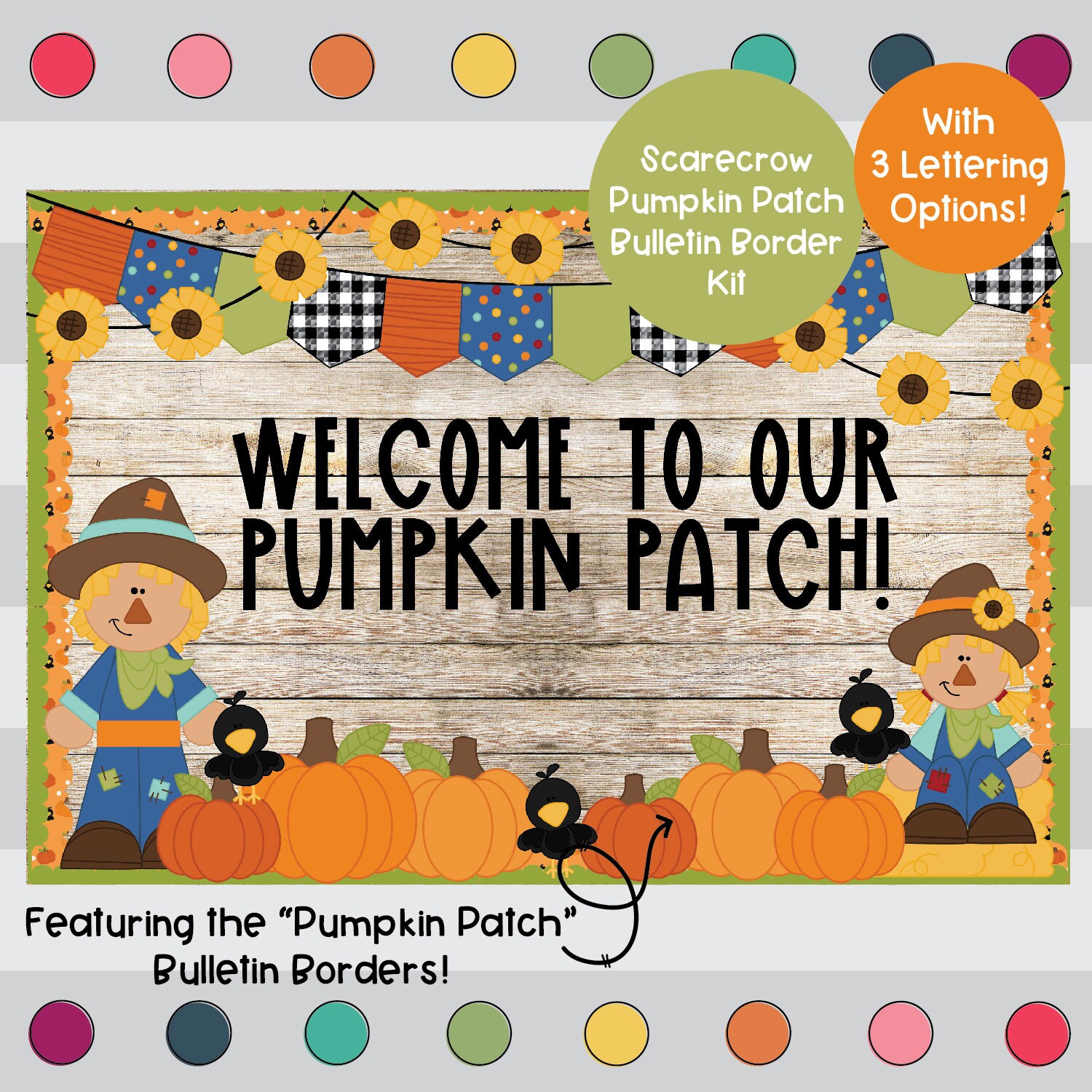 Scarecrow Pumpkin Patch Autumn Fall Bulletin Board Kit - Etsy