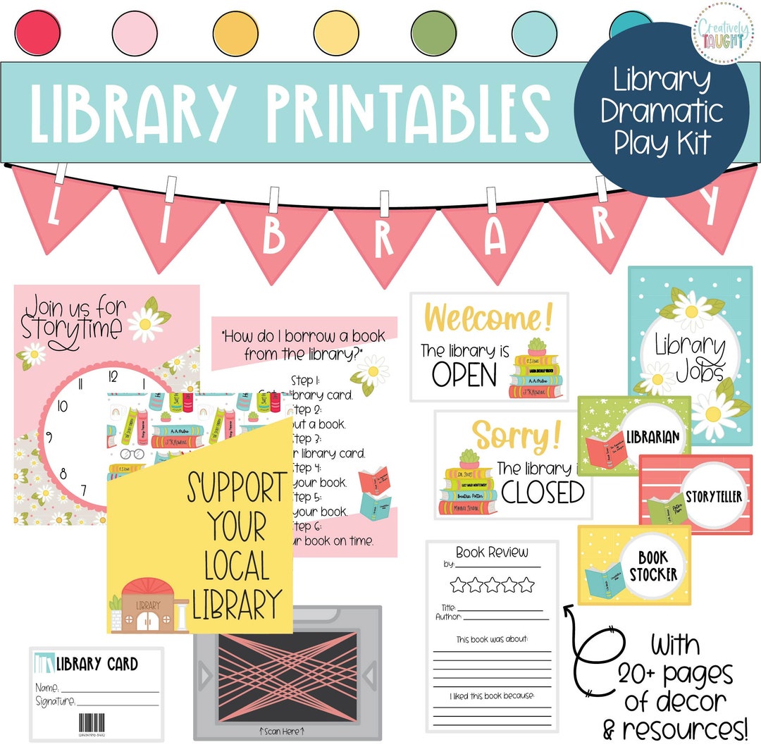 Library Dramatic Play Kit: Classroom Printables (PDF Download) - Etsy
