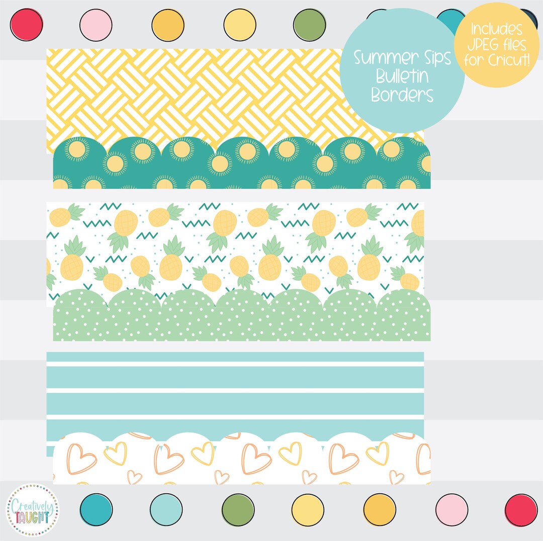 Summer Sips June & July Bulletin Board Borders - Etsy