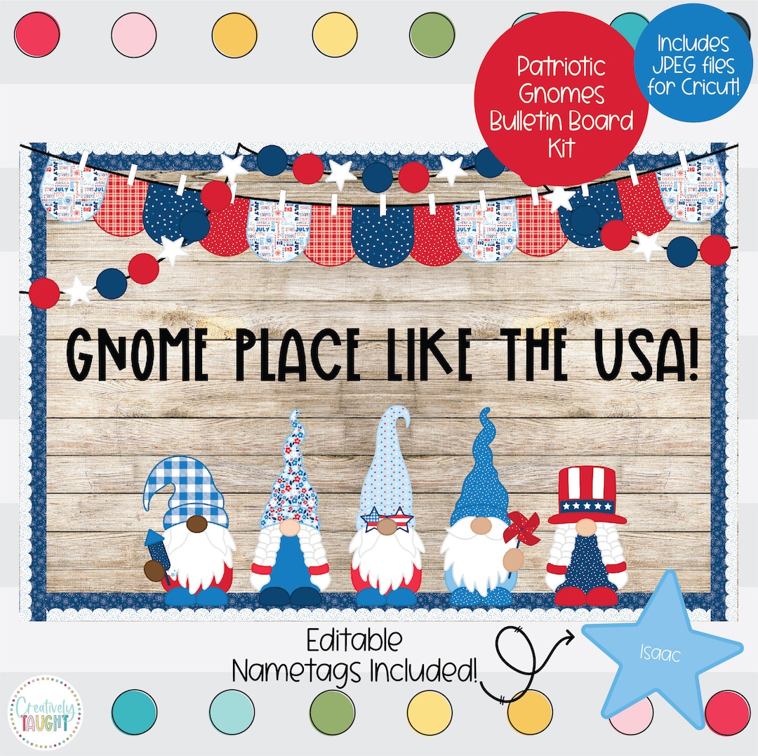 Stars and Stripes- Patriotic Gnomes- Patriotic Bulletin Board Kit - Etsy
