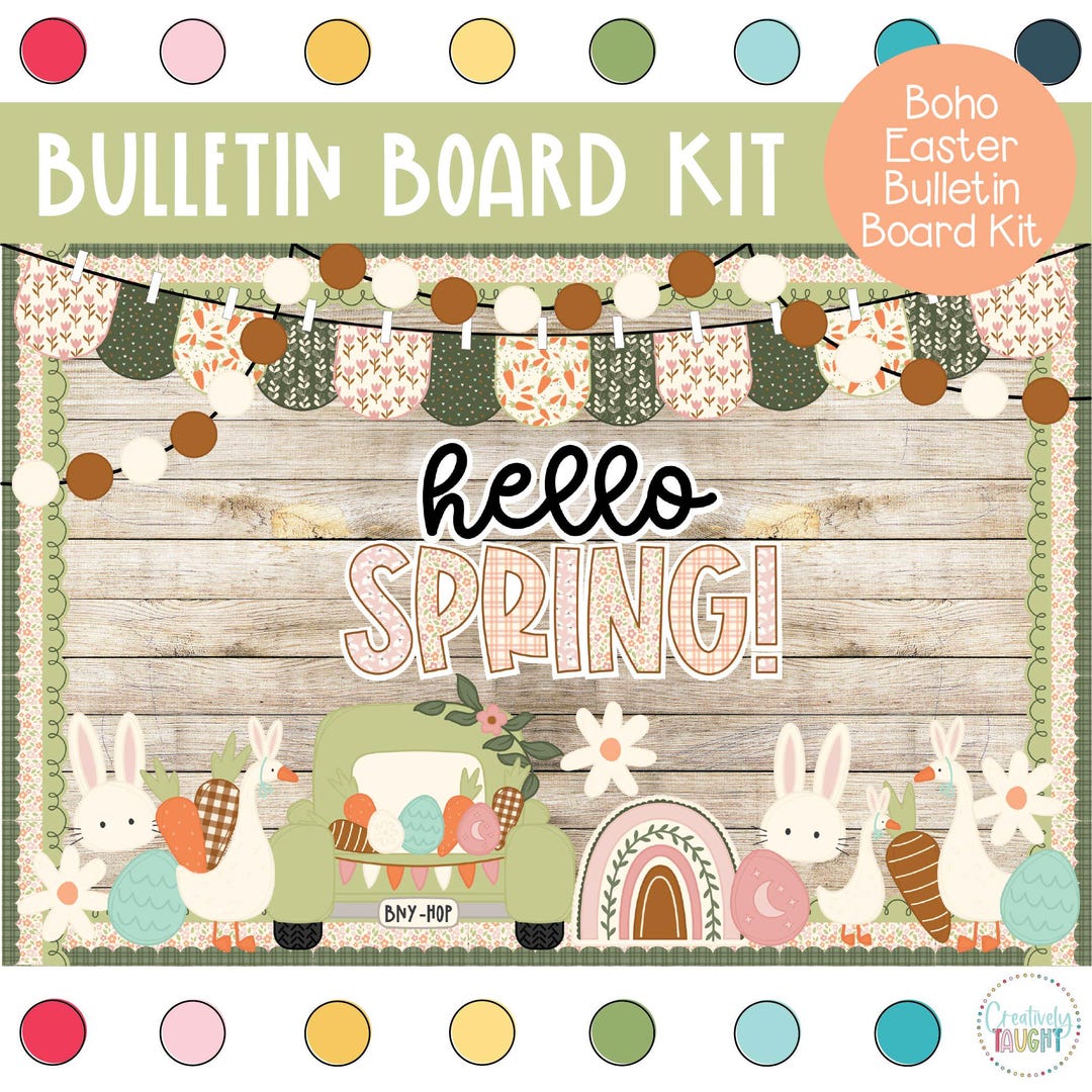 Boho Easter Bulletin Board Kit: Truck Decor (digital Download) - Etsy