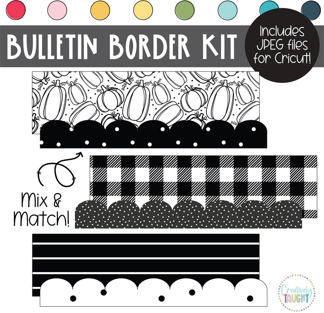 Black and White Pumpkin Borders - Fall Bulletin Board Borders - Etsy