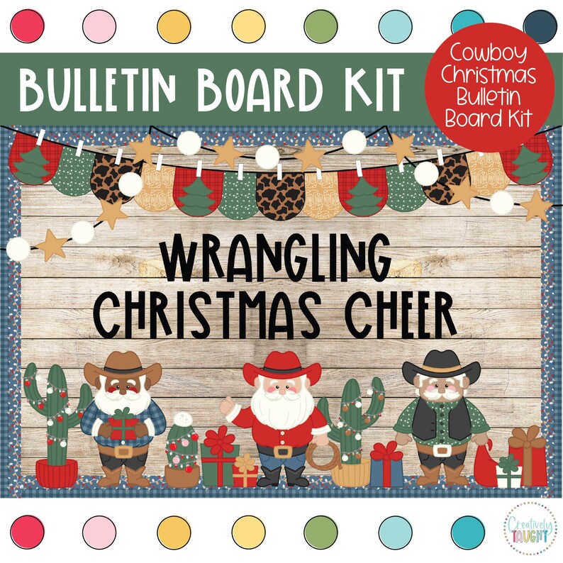 Cowboy Santa Claus - Christmas - December Bulletin Board Kit - Etsy