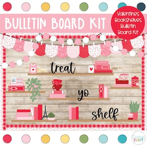 Valentines Bookshelves - Library Bulletin Board Kit - Etsy