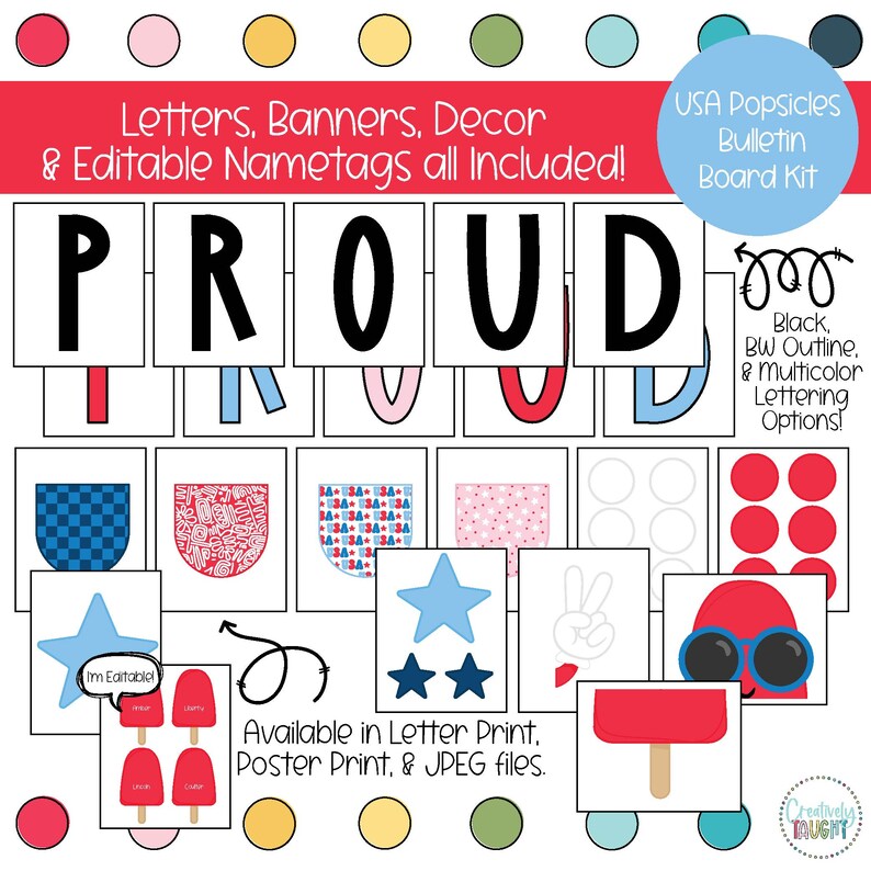 Patriotic Popsicle Bulletin Board Kit: 4th of July Decor (digital ...