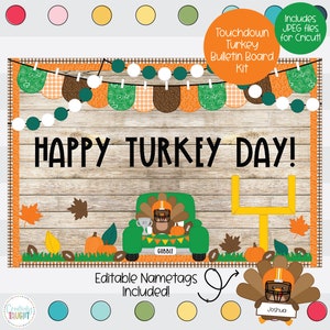 Happy Turkey Day Fall Thanksgiving Bulletin Board Kit - Etsy