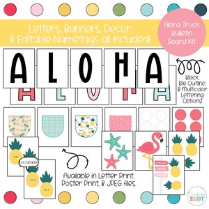 Aloha Truck Bulletin Board Kit: Hawaiian Summer Decor (digital Download ...