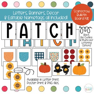 Scarecrow Pumpkin Patch - Autumn - Fall Bulletin Board Kit - Etsy