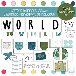 World Travel - Geography - Travel Classroom Theme Bulletin Board Kit - Etsy