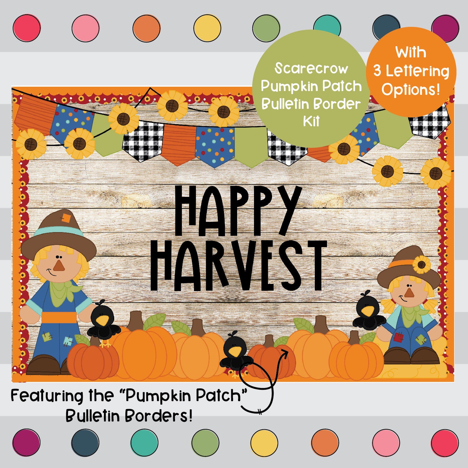 Scarecrow Pumpkin Patch Autumn Fall Bulletin Board Kit - Etsy