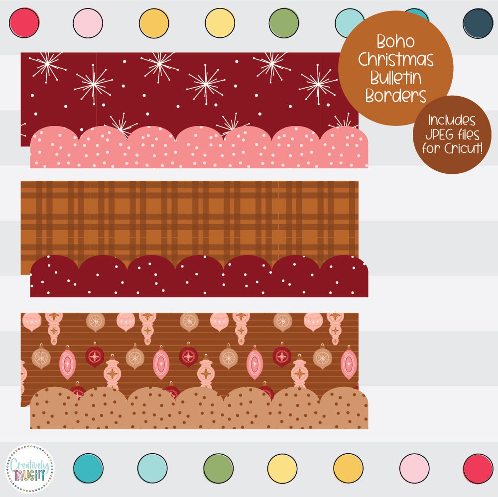 Boho Christmas December Bulletin Board Borders - Etsy