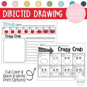 Crazy Crab Directed Drawing for Elementary Age Art Class - Etsy