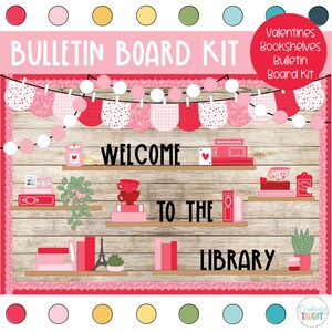 Valentines Bookshelves - Library Bulletin Board Kit - Etsy