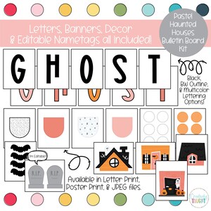 Pastel Haunted Houses Bulletin Board Kit (digital Download) - Etsy