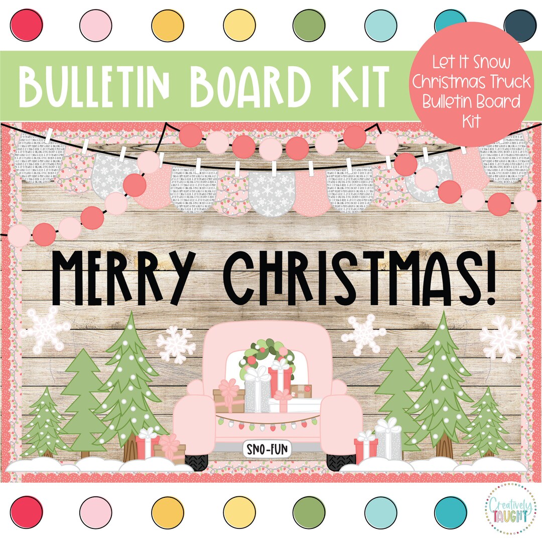 Let It Snow- Pink Truck- Winter - December Bulletin Board - Etsy
