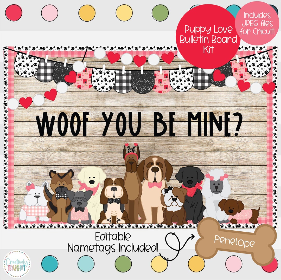 Puppy Love Valentines February Bulletin Board Kit - Etsy