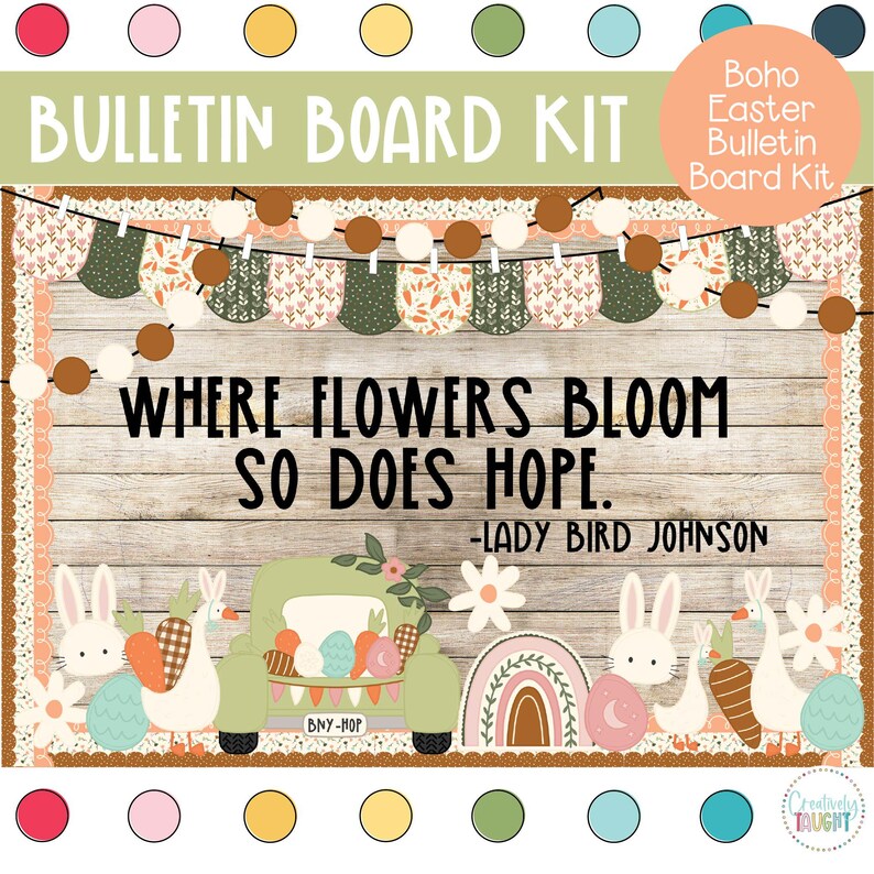 Boho Easter Bulletin Board Kit: Truck Decor (digital Download) - Etsy