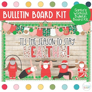 Santa’s Workout - PE Class - Christmas - December Bulletin Board Kit - Etsy
