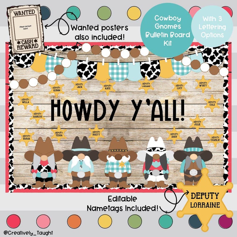 Cowboy Gnomes Back to School August Bulletin Board Kit - Etsy