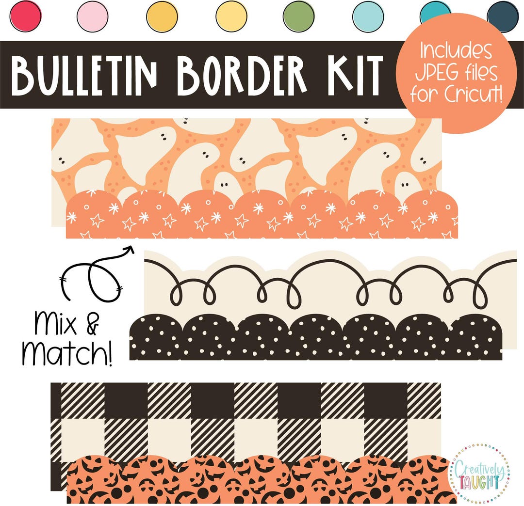 Pastel Orange and Black Halloween Bulletin Board Borders - Etsy