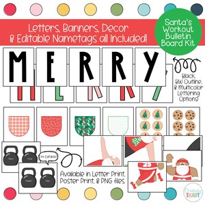 Santa’s Workout - PE Class - Christmas - December Bulletin Board Kit - Etsy