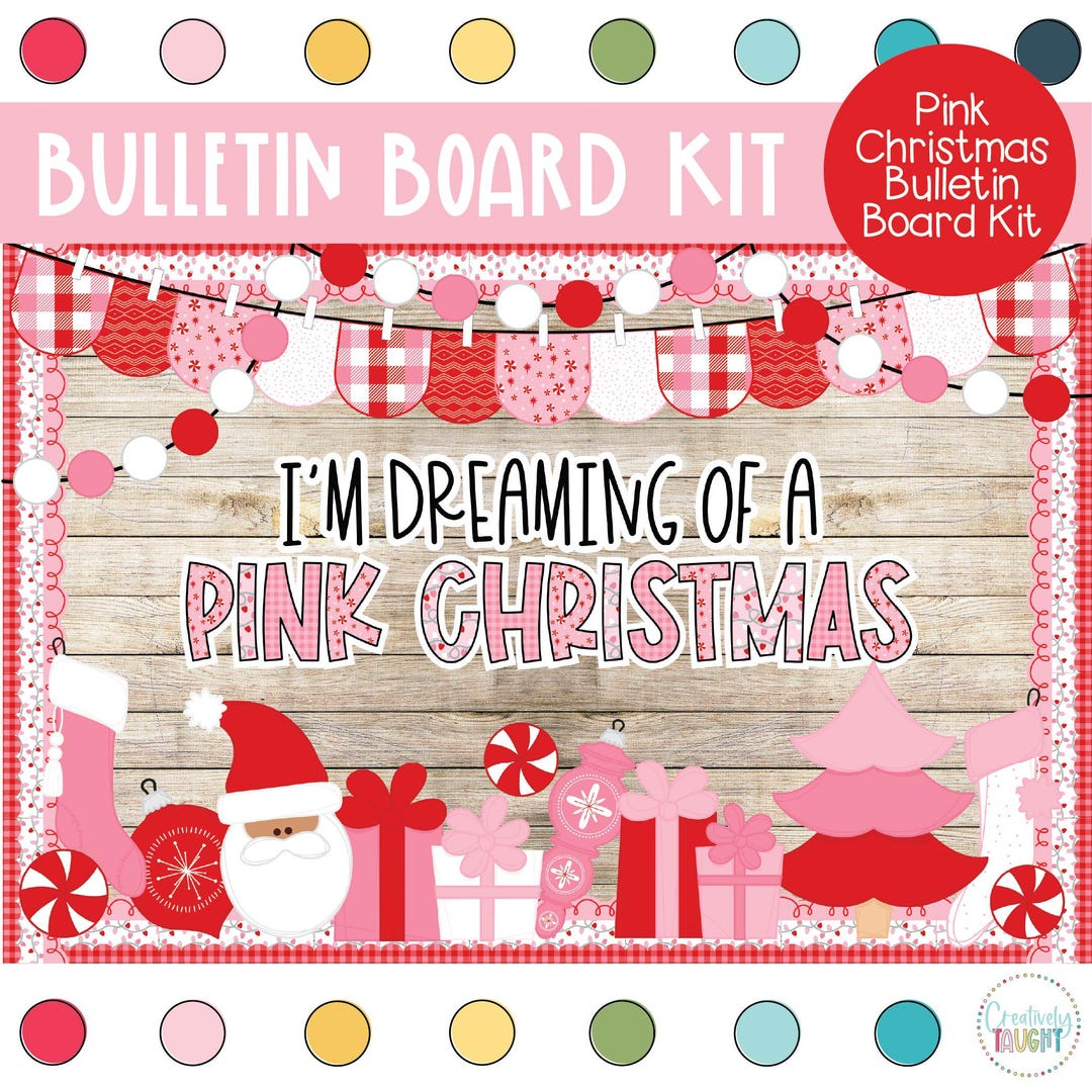 Merry and Bright - Red and Pink Christmas - December Bulletin Board Kit ...