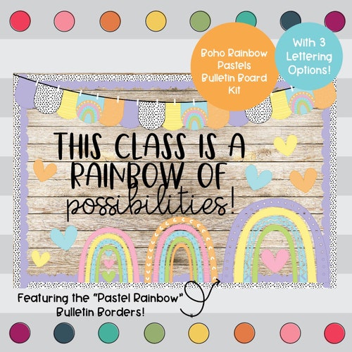 Rainbow Back to School Bulletin Board or Classroom Door Decor - Etsy