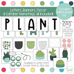 Succulent - Plant Theme - Back to School Bulletin Board Kit - Etsy