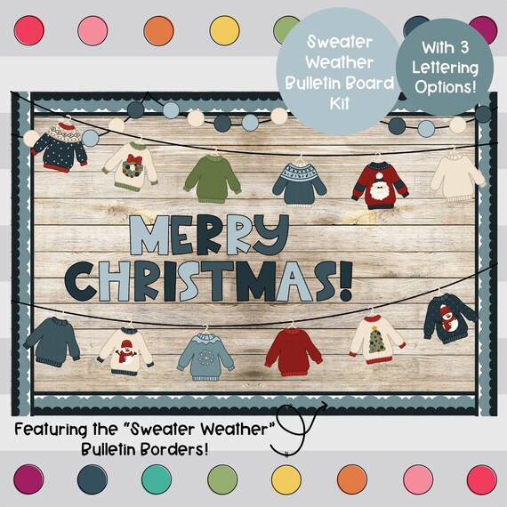 Office & School Supplies Christmas Sweater Weather December Bulletin ...