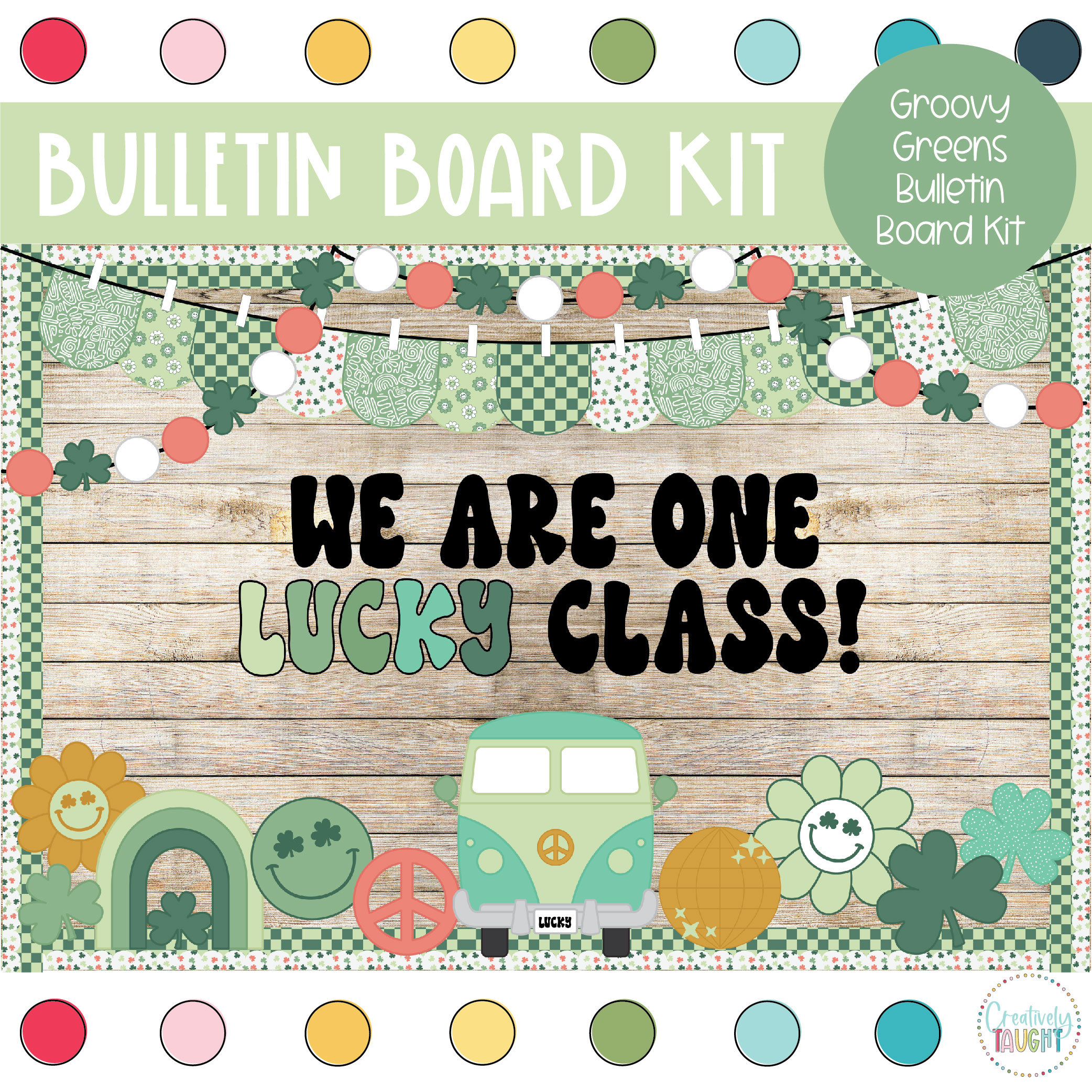 Groovy Greens Decor - St Patricks Day Van - March Bulletin Board Kit - Etsy