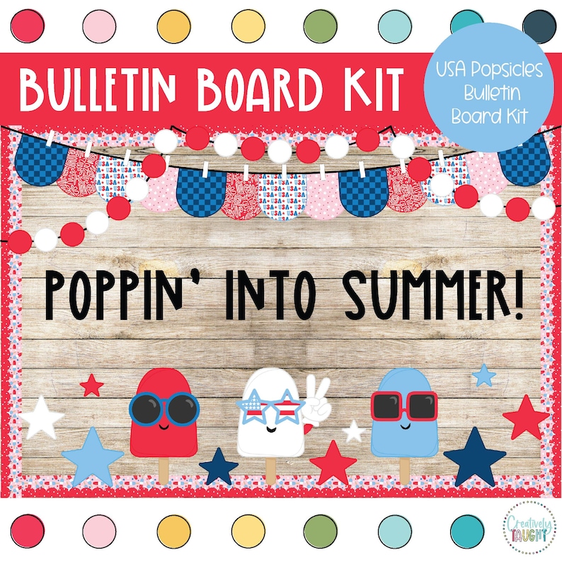 Patriotic Popsicle Bulletin Board Kit: 4th of July Decor (digital ...