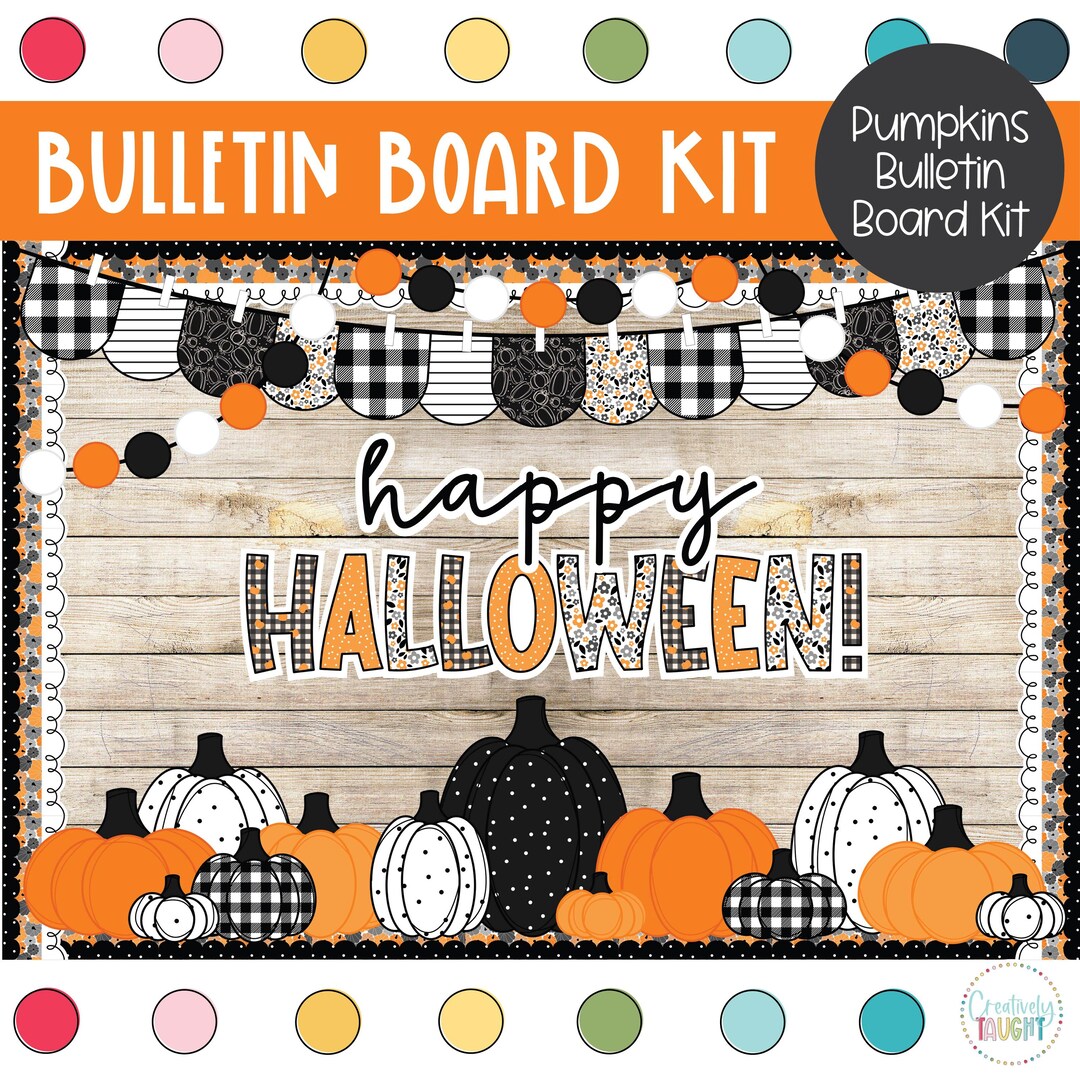 Black and White Pumpkins - Fall - Halloween - Bulletin Board Kit - Etsy