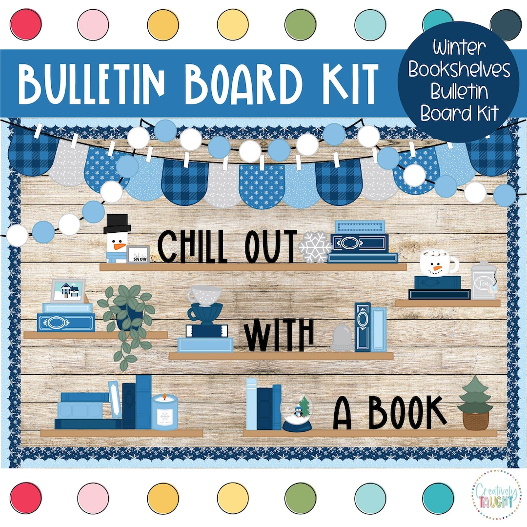 Winter Bookshelves - January Bulletin Board Kit - Etsy