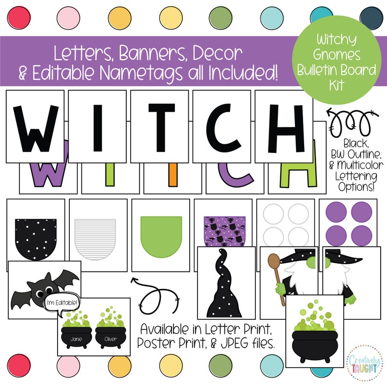 Halloween Witchy Gnomies - Fall - Halloween - Bulletin Board Kit - Etsy