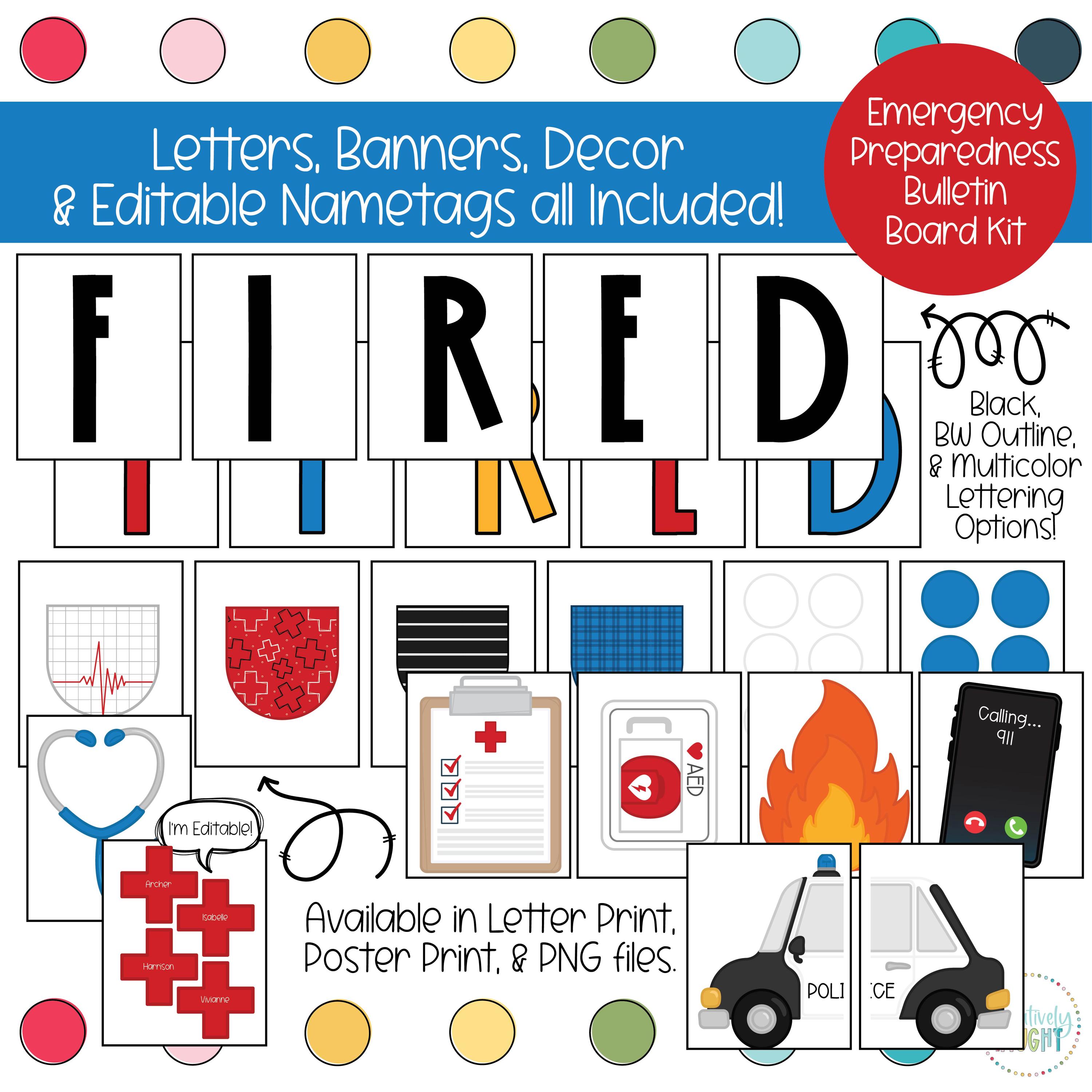 Emergency Preparedness Bulletin Board Kit: Classroom Safety Decor (PDF ...