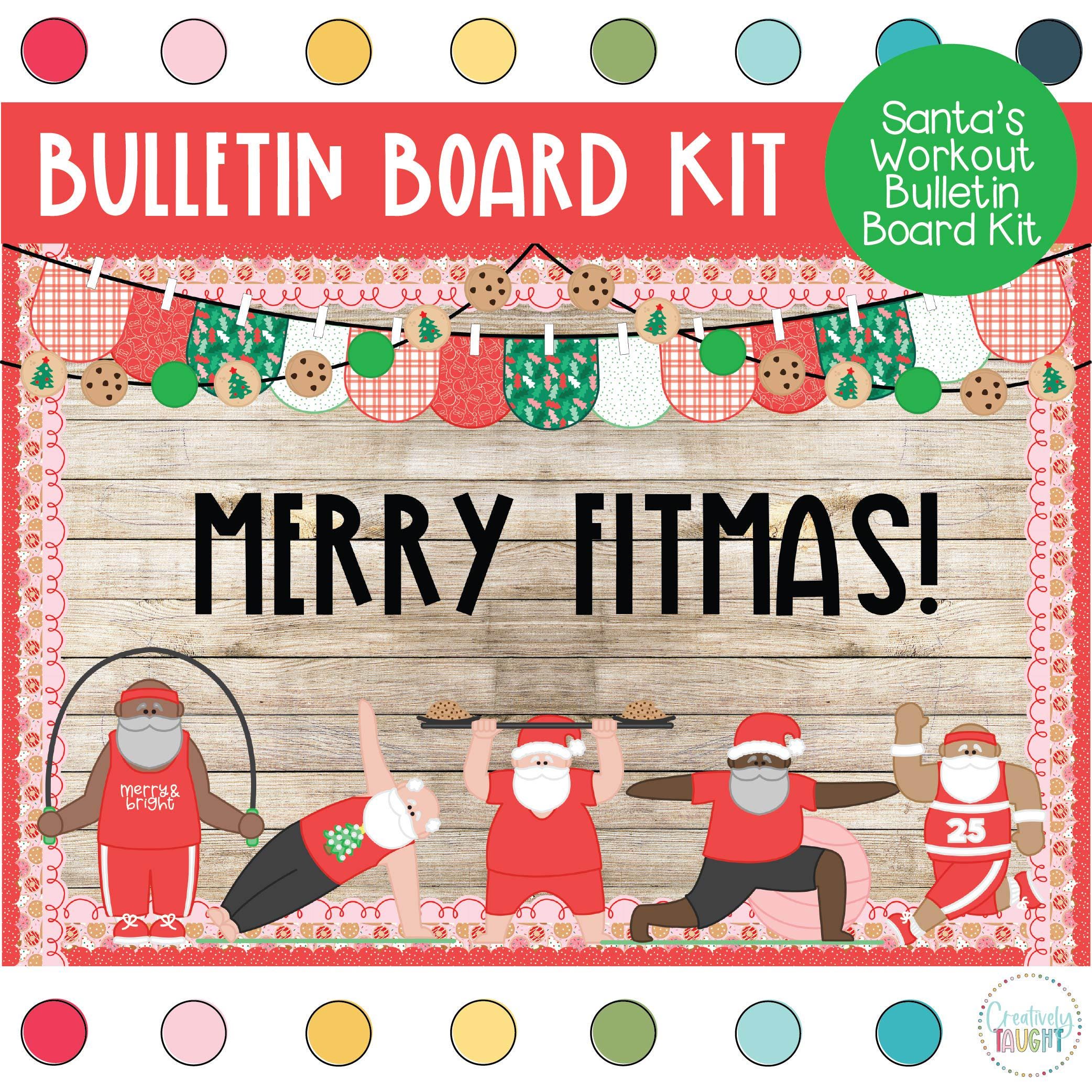 Santa’s Workout - PE Class - Christmas - December Bulletin Board Kit - Etsy