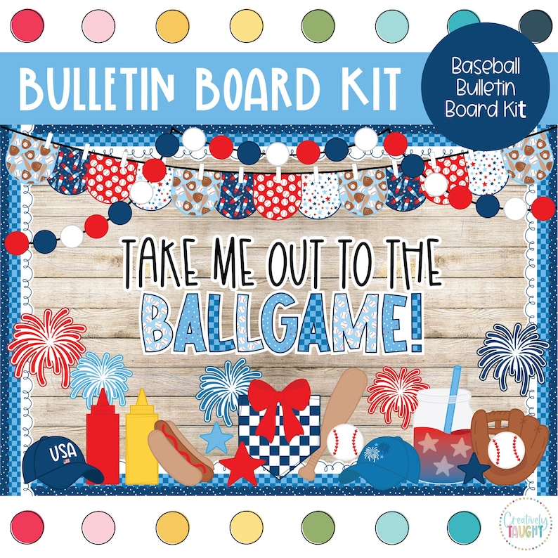 Patriotic Baseball Bulletin Board Kit: Summer Classroom Decor (digital ...