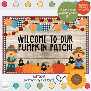 Scarecrow Pumpkin Patch Autumn Fall Bulletin Board Kit - Etsy