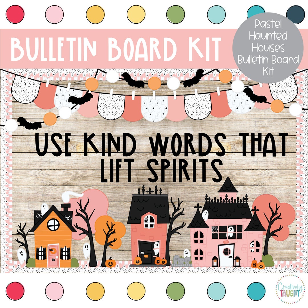 Pastel Haunted Houses Bulletin Board Kit (digital Download) - Etsy